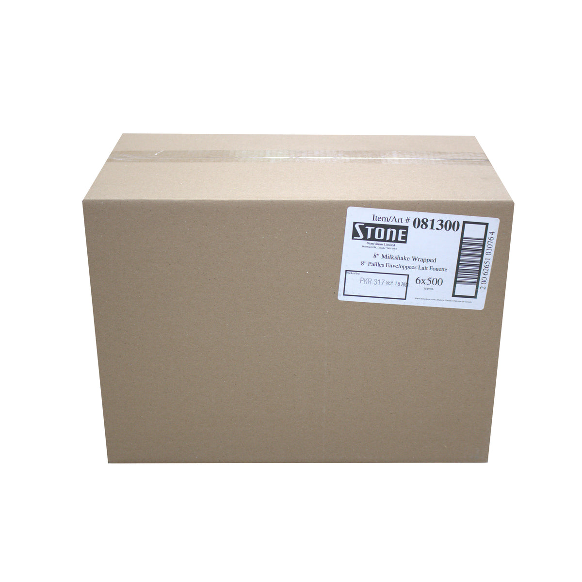 STONE 8" Wrapped Milkshake Straw, Case (6x500's)