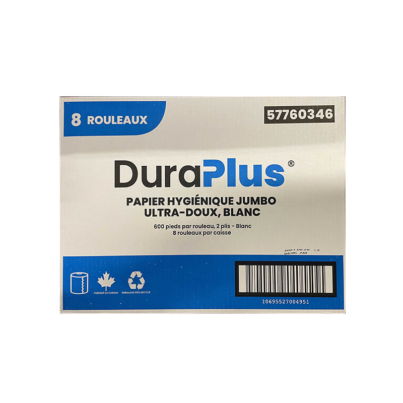 DuraPlus 57760346 Jumbo Bathroom Tissue, 2-Ply, Case (8 ROLL)