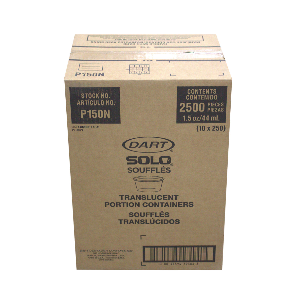 Dart P150N 1.5oz. Translucent Portion Cup, Case (2500's)